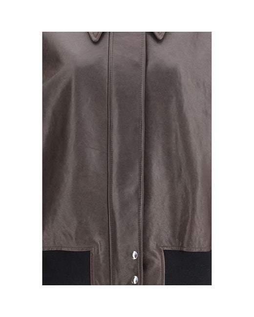 KHAITE Brown Leather Jacket in Grey | Lyst UK