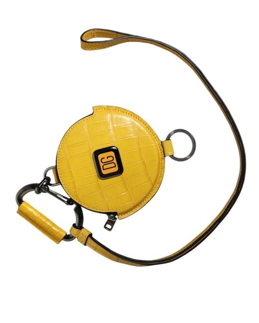 Dolce & Gabbana Round Leather Dg Logo Coin Purse Lanyard Wallet in ...