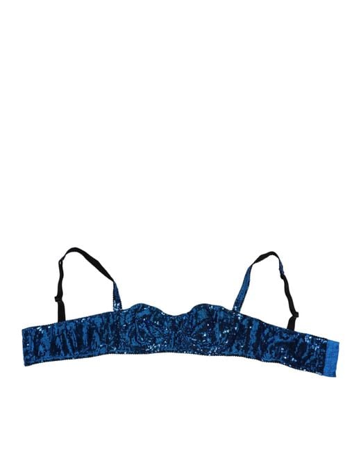 Dolce & Gabbana Blue Sequin Embellished Balconnet Bra Underwear | Lyst UK