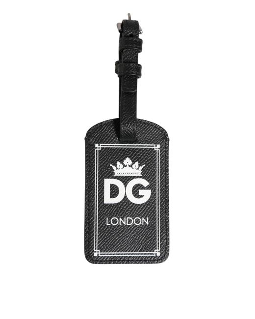 Dolce & Gabbana Black Textured Leather Dg Logo Travel Luggage Tag ...