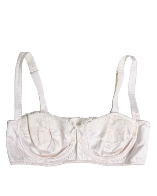 Dolce & Gabbana White Silk Underwired Balconette Bra Underwear in ...