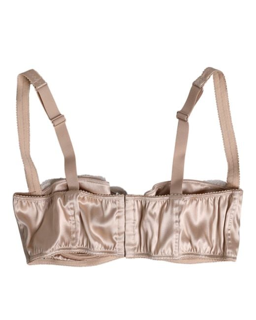 Dolce & Gabbana Biege Silk Underwired Balconette Bra Underwear in ...