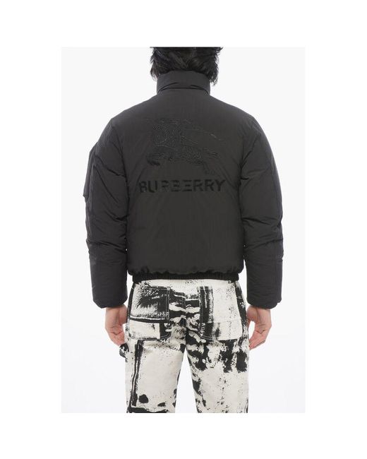 Burberry Multipocketed Down Jacket With Back Embroidered Logo in Black ...