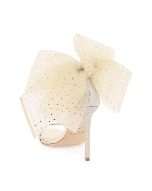 Jimmy Choo Aveline 100 Glitter Sandal in White | Lyst