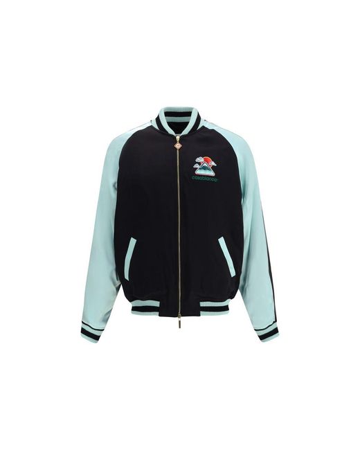 CASABLANCA Two-tone Satin Bomber Jacket - Xl in Blue for Men | Lyst UK