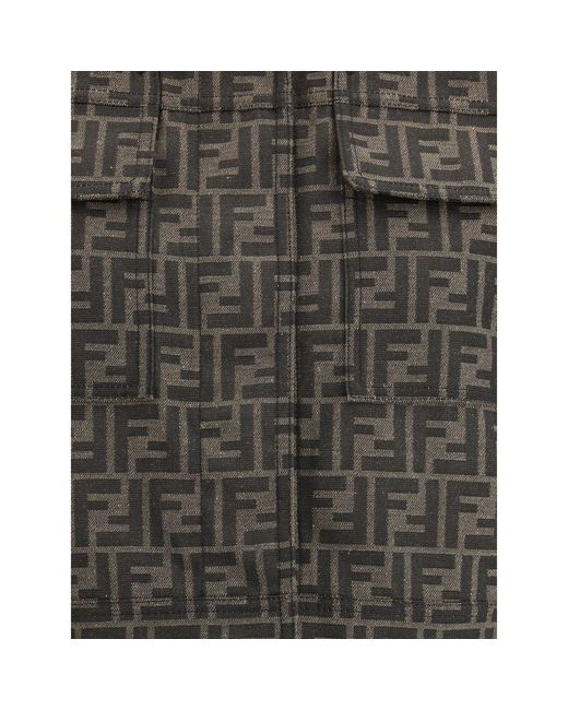 Fendi Ff Logo Cropped Jacket in Gray | Lyst