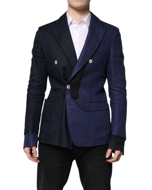 Dolce & Gabbana Double Breasted Suit Coat Blazer in Blue for Men | Lyst UK