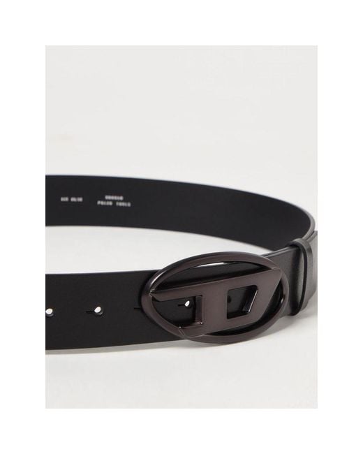 DIESEL Black Leather Belt in White for Men | Lyst UK