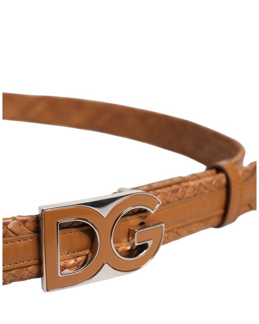 Dolce & Gabbana Brown Braided Metal Dg Logo Buckle Belt for Men | Lyst UK