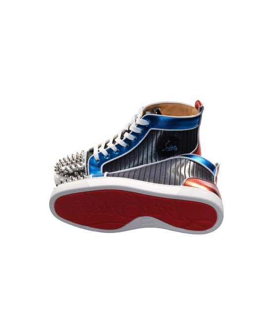 Christian Louboutin Louis Spikes Orlato Flat Multi Coloured Leather ...