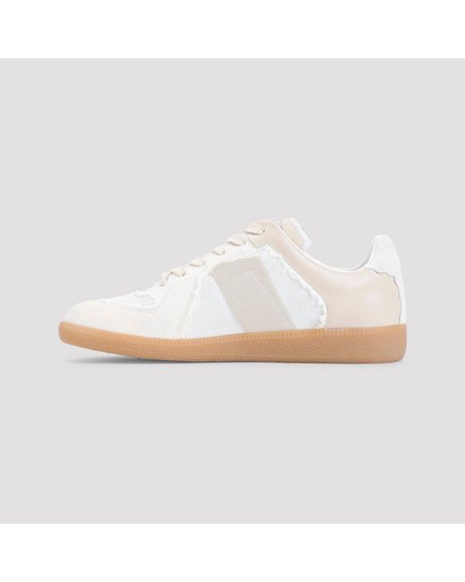 Maison Margiela Grey Replica Inside Out Calf Leather Sneakers in White ...