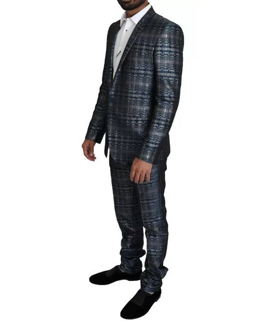 Dolce & Gabbana Shiny 2 Piece Slim Suit in Black for Men | Lyst UK