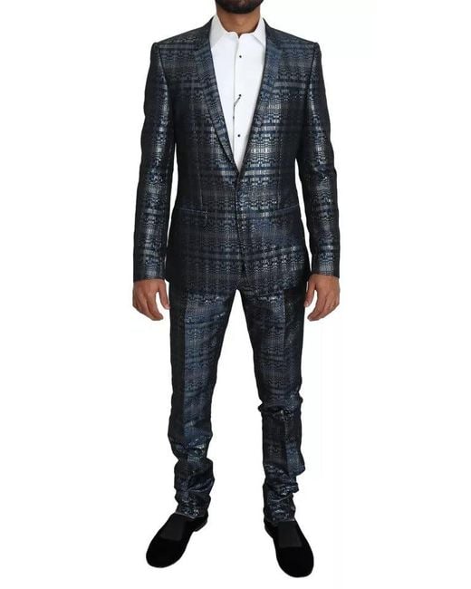 Dolce & Gabbana Shiny 2 Piece Slim Suit in Black for Men | Lyst UK