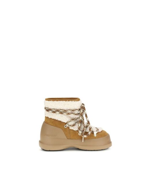 Moon Boot Luna Shearling Ankle Boots in Natural | Lyst UK