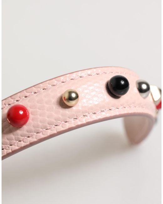 Dolce & Gabbana Light Pink Embellished Leather Bag Handle Shoulder ...