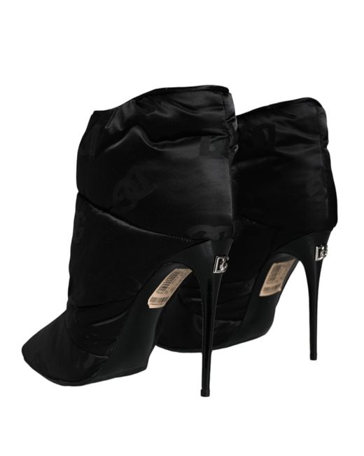 Dolce & Gabbana Dg Logo Padded Heels Ankle Boots Shoes in Black | Lyst