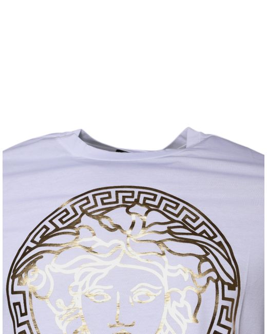 Versace White Medusa Print Cotton Crew Neck T in Blue for Men | Lyst