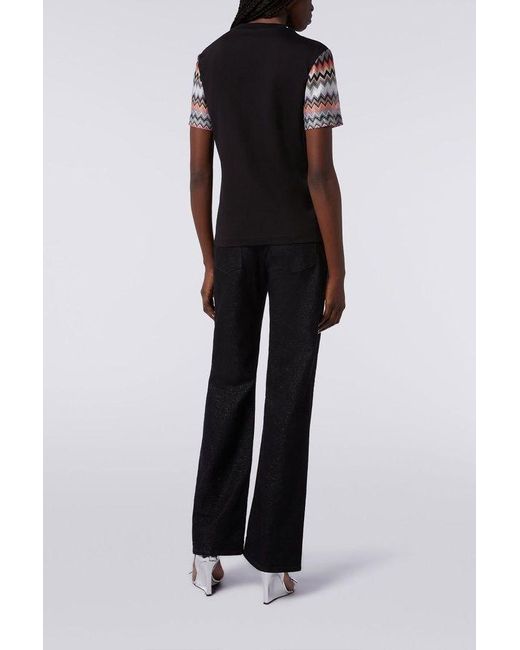 Missoni Zig-Zag Sleeve Crew-Neck T-Shirt in Black | Lyst Missoni Zig-Zag Sleeve Crew-Neck T-Shirt in Black | Lyst