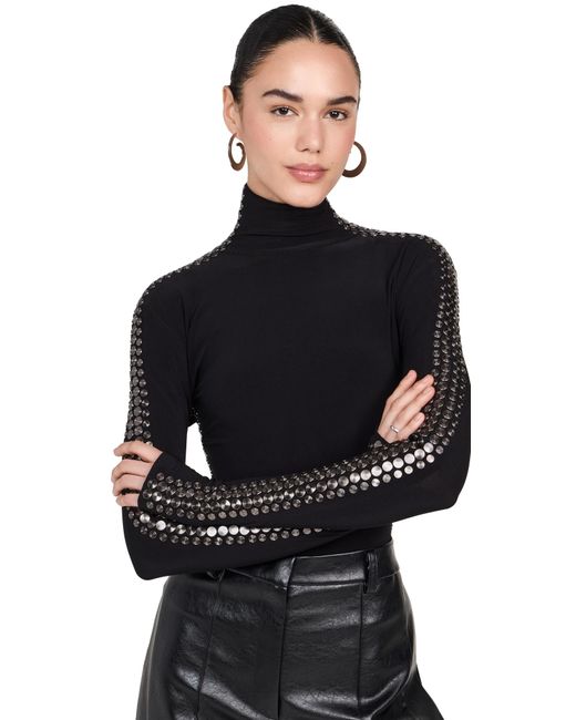 Norma Kamali Norma Kamai Gunmeta Stud Sim Fit Ong Seeve Turteneck Top ...