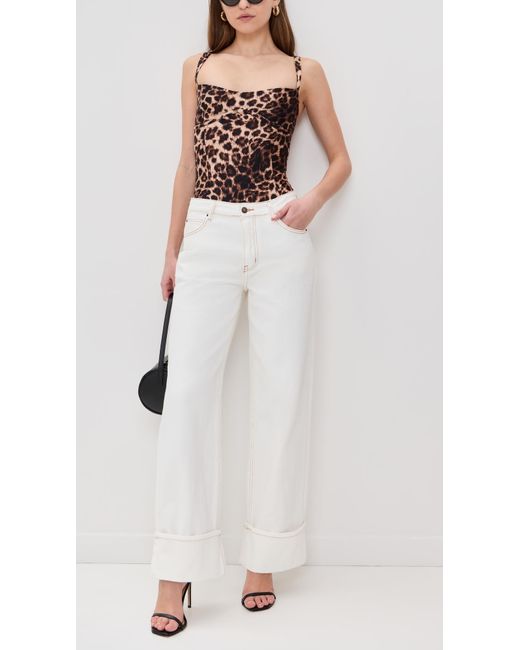 Lioness Top Model Cuffed Jeans in White | Lyst