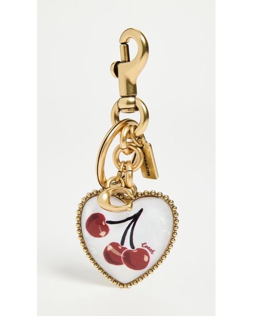 COACH Resin Vintage Heart Cherry Bag Charm Keychain in White | Lyst