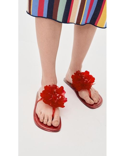 FARM Rio Exclusive Flower Jelly Flat Sandals in Red | Lyst