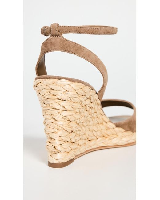 Tory Burch Raffia Wedge Sandals 80mm in Black | Lyst