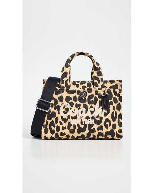 COACH Leopard Cargo Tote 26 in Black | Lyst