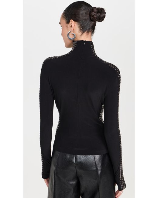 Norma Kamali Norma Kamai Gunmeta Stud Sim Fit Ong Seeve Turteneck Top ...