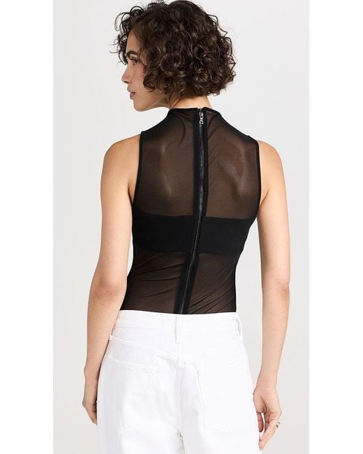 Alice + Olivia Alice + Olivia Nichol Mesh Thong Bodysuit in Black | Lyst