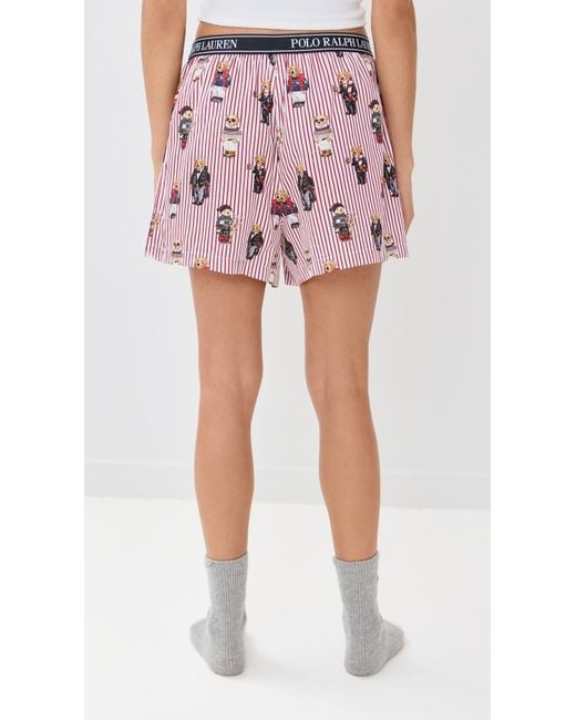 Polo Ralph Lauren Polo Bear Motif Sleep Boxers in Pink | Lyst