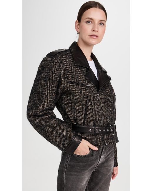 R13 exaggerated Houder Otorcyce Jacket With Cuff Back Herringbone in ...