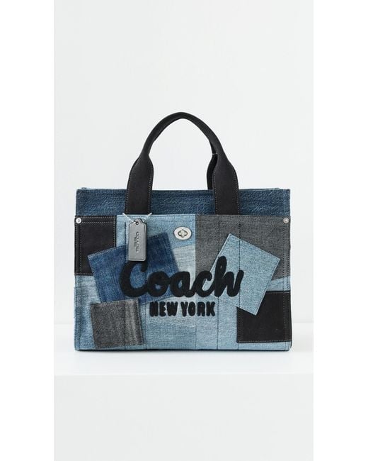 COACH Denim Patchwork Cargo Tote in Blue | Lyst