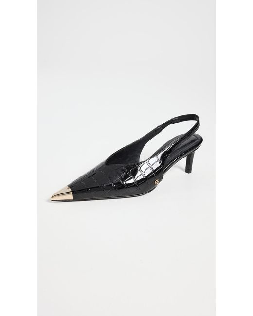 Anine Bing Nina Heels With Metal Toe Cap Slingbacks in Black | Lyst