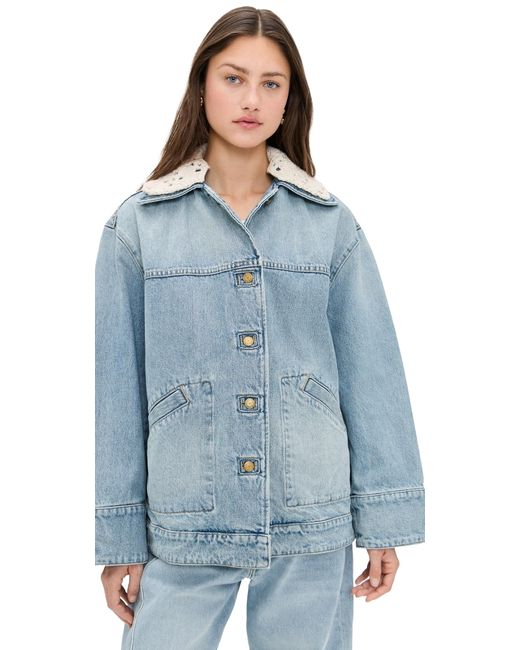B Sides Stadium Jacket With Crochet Collar in Blue | Lyst