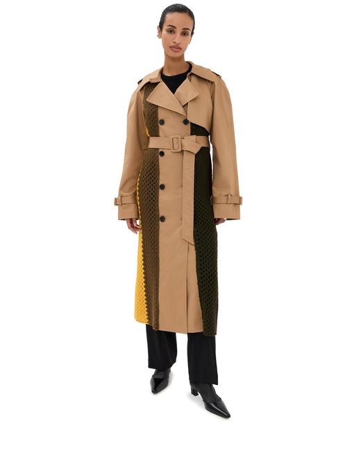 Monse Crochet Combo Trench Coat in Black | Lyst