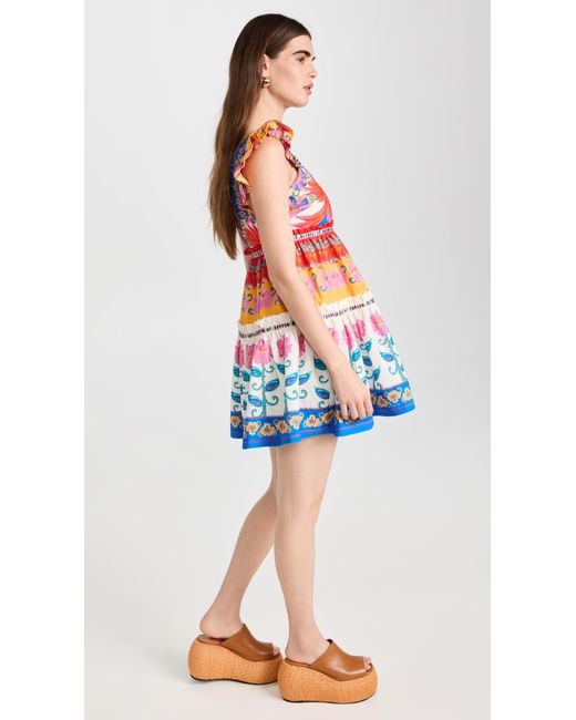 FARM Rio Vivid Garden Off White Mini Dress in Red | Lyst