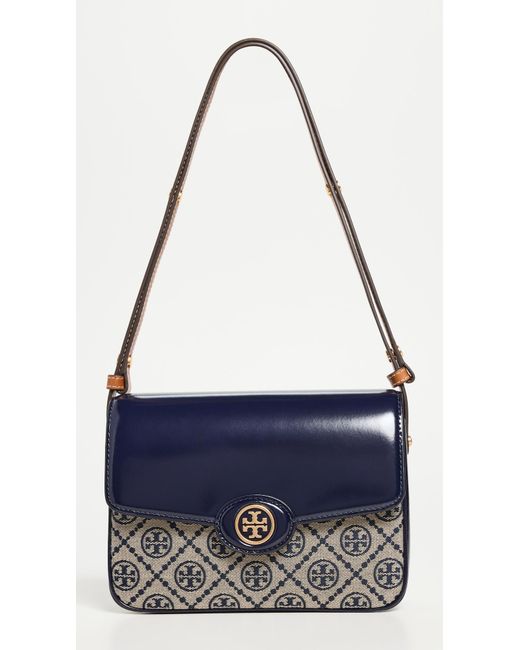 Tory Burch Robinson T Monogram Convertible Shoulder Bag in Blue | Lyst