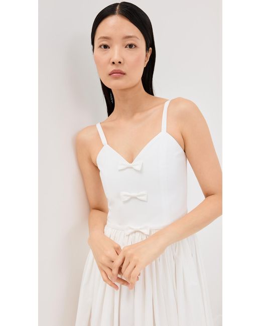 Tanner Fletcher Betty Bow Midi Dress in White | Lyst