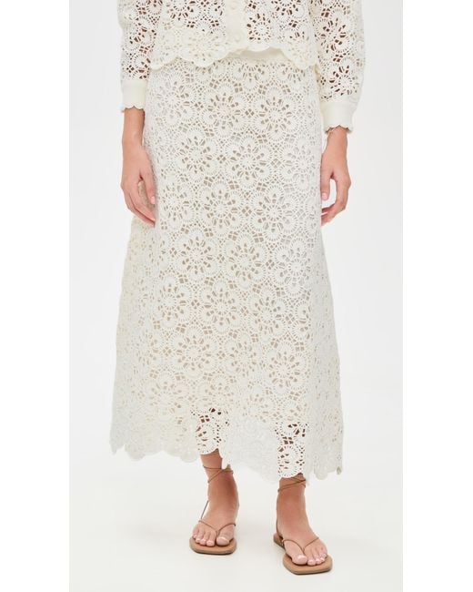 FARM Rio Flower Crochet Skirt in Natural | Lyst