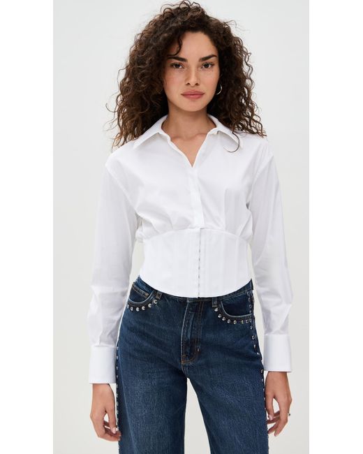 Alice + Olivia Edie Corset Button Down in White | Lyst