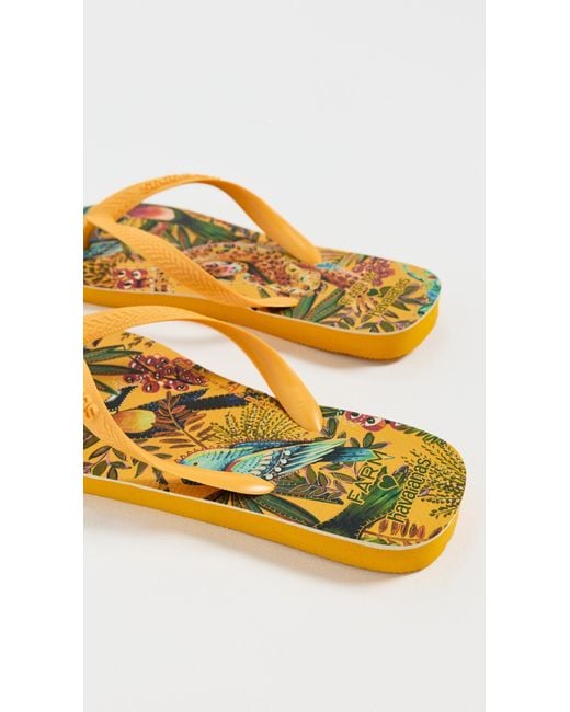 Havaianas X Farm Rio Into The Jungle Flip Flops in Yellow | Lyst