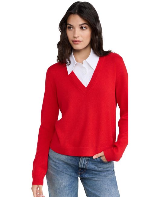 Alice + Olivia Aice + Oivia Denby Woven Coar Puover in Red | Lyst