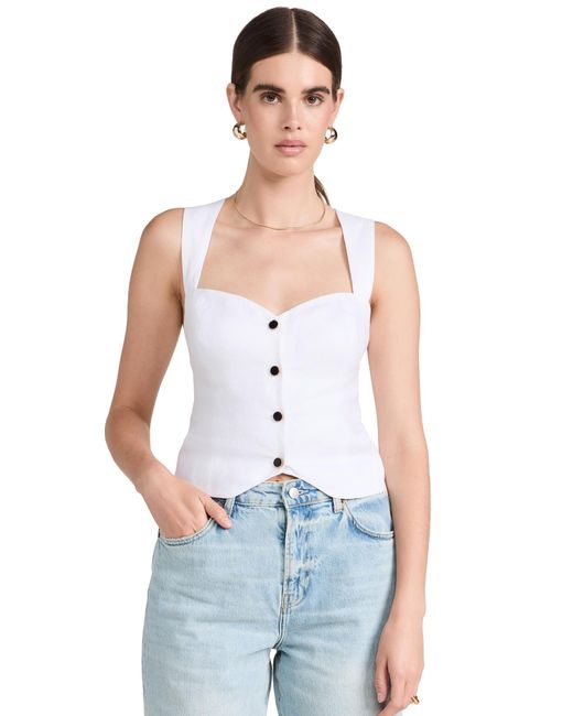 Reformation Kimberly Linen Top in White | Lyst Reformation Kimberly Linen Top in White | Lyst