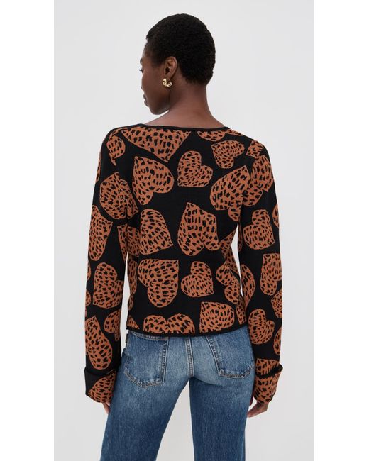 FARM Rio Leopard Hearts Knit Cardigan in Black | Lyst