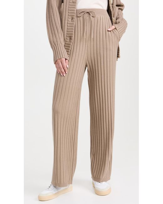 Varley Varey Ieon Wide Rib Knit Trouer in Natural | Lyst