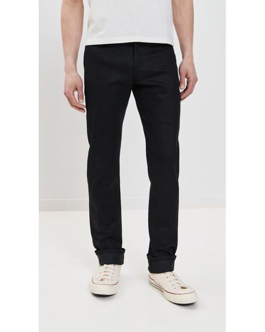 Naked & Famous Weird Guy Cobra Stretch Selvedge Jeans in Black for Men ...