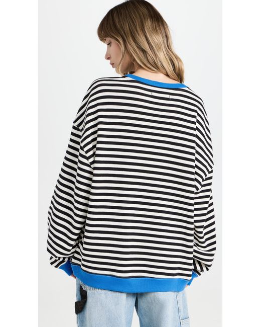 Free People Classic Striped Crew in Blue | Lyst