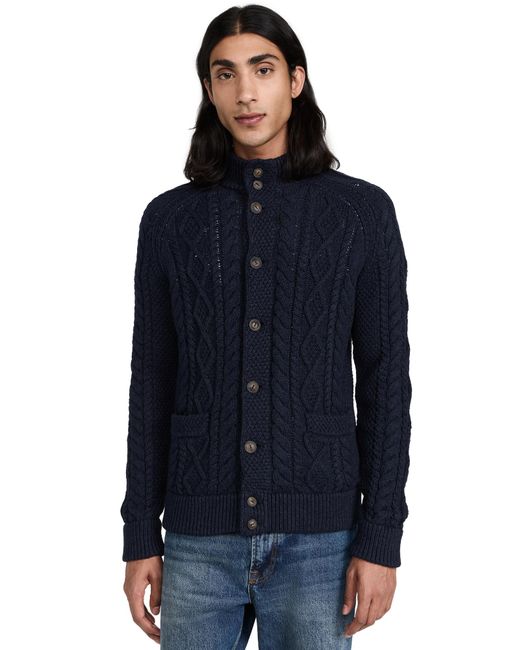 Polo Ralph Lauren Poo Raph Auren Aran Cotton Ock Neck Cardigan Navy Cobo X in Blue for Men | Lyst