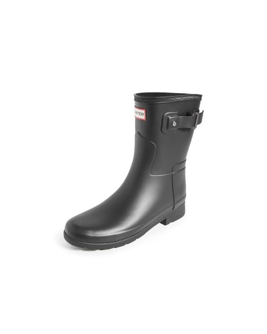 HUNTER Refined Short Matte Boots in Black | Lyst